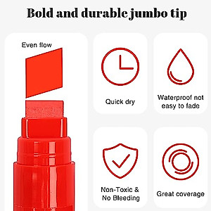 Fubullish 15mm Jumbo Paint Markers, 12 Colors Acrylic Paint Pens for Wood, Canvas, Stone, Rock Painting, Mug, Ceramic, Glass, Metal Surfaces, DIY Crafts Making Art Supplies