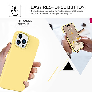 BENTOBEN Compatible iPhone 13 Pro Max Phone Case, Soft Silicone Gel Rubber Bumper Microfiber Lining Hard Back Women Shockproof Protective Cover for iPhone 13 Pro Max 6.7",Yellow