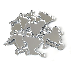 Super Cool Creations Lowchen Dog Shaped Crafting Mirrors, Set of 10, Many Colours, Shatterproof Acrylic, Latte, Pack of 10 x 6cm