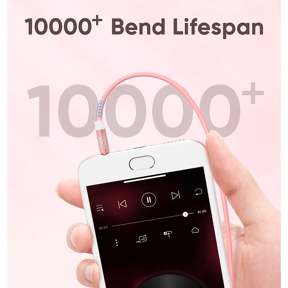 CableCreation 3.5mm Audio Cable 10FT/3m, 3.5mm Stereo Auxiliary Aux Cable Compatible with Phones, Headphones, Laptops, Phones, Car/Home Stereo, Speaker & More, Pink