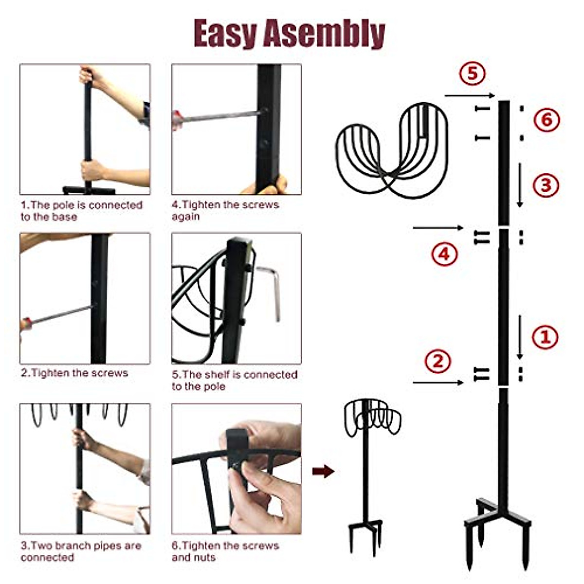 Artigarden Freestanding Garden Hose Holder Hanger, Heavy Duty Metal Water Hose Storage Stand Rack