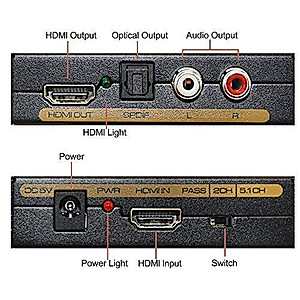 AGPtek HDMI to HDMI + SPDIF + RCA L/R Audio Extractor Converter (HDMI Input,HDMI+ Audio Output)