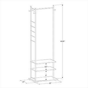 MoNiBloom Bamboo Freestanding Garment Rack with Shelves and Hooks Tall 3 Tiers Clothes Racks Clothing Storage Shelving w/Pants Racks for Bedroom Laundry Room Guest Room, Natural