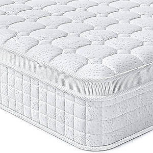 Vesgantti 10 Inch Multilayer Hybrid Queen Mattress - Multiple Sizes & Styles Available, Ergonomic Design with Memory Foam and Pocket Spring, Medium Firm Feel, White