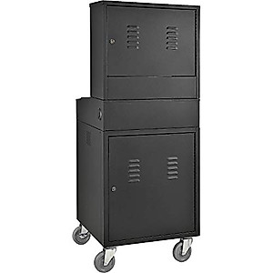 Global Industrial Mobile Security LCD Computer Cabinet Enclosure, Black, 24-1/2"W x 22-1/2"D x 62-3/4"H