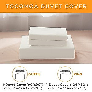 TOCOMOA Duvet Cover Queen Size, 100% Microfiber Off White Comforter Cover Set, Ultra Soft 3 Pieces Bedding Set with 1 Duvet Cover 90x90 inches and 2 Pillowcases