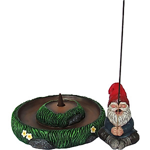 World of Wonders Ol' Smokey Gnaughty Gnomes Series Garden Gnome Incense Holder | Meditation Gifts for Your Home Office | Home Fragrance Products and Aroma Therapy - 7.5"