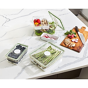 IDESIGN Medium Short Produce Storage Bin with Insert Tray, The Fresh Collection – 5" L x 8.1” W x 3” H, Clear Bin