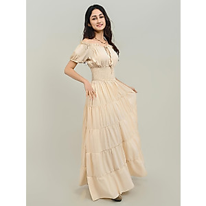 Zhitunemi Renaissance Costumes Women Medieval Chemise Dress Under Dress Peasant Irish Beige S