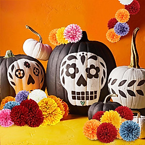 Marigold Flower Heads Bulk 40 Pcs, Faux Mexican Artificial Flowers for Day of the Dead Decorations - DIY Wreath Garland Craft indian wedding Diwali Home Dia De Los Muertos Decor Halloween(Multicolor)