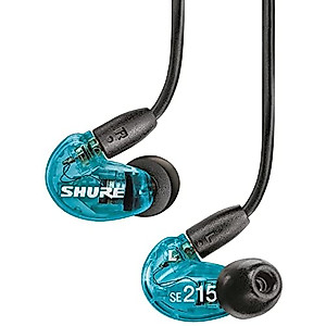 Shure SE215 PRO Wired Earbuds - Professional Sound Isolating Earphones, Clear Sound & Deep Bass, Single Dynamic MicroDriver, Secure Fit in Ear Monitor, Plus Carrying Case & Fit Kit - Blue (SE215SPE)