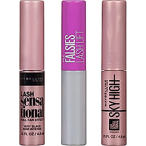 Maybelline The Falsies Holiday Mini Lash Bar Washable Mascara Kit, Eye Makeup, 3 Mini Mascaras, Lash Sensational Mascara, The Falsies Lash Lift Mascara, Sky High Mascara, Very Black, 1 kit