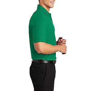 JustBlanks Men Polo Shirts Pique Polo Shirts for Men Short Sleeves 3 Button Performance Polo T Shirt - Bright Kelly Green - XL