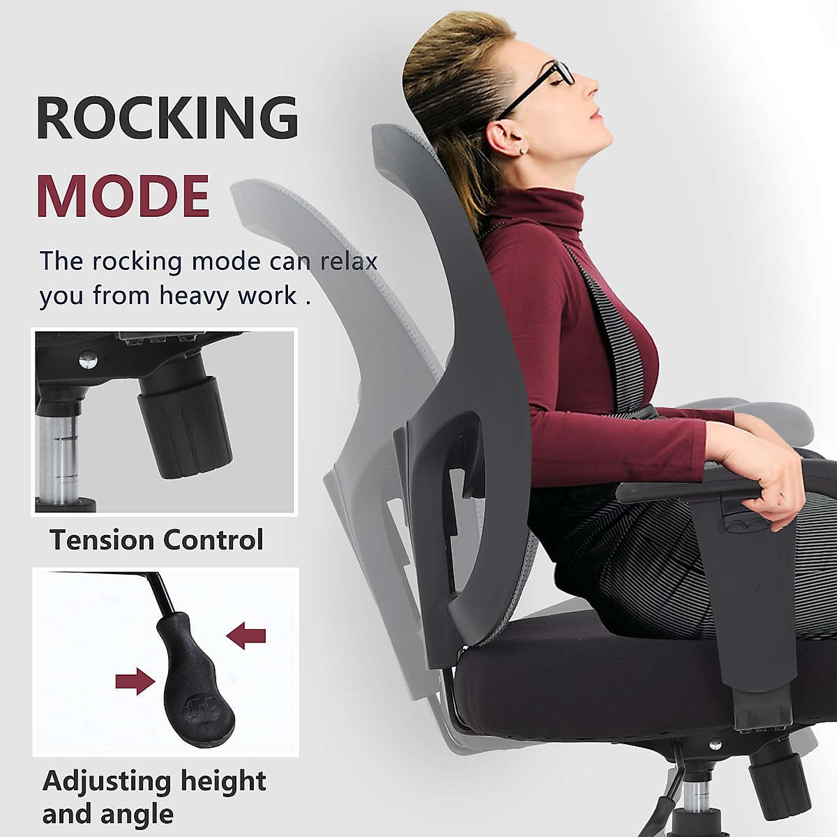 Big and Tall Office Chair 400lbs Desk Chair Mesh Computer Chair with Lumbar Support Wide Seat Adjust Arms Rolling Swivel High Back Task Executive Ergonomic Chair for Home Office (Grey)