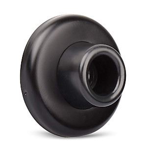 KOVOSCH Concave Wall Door Bumper Stop Black – 2-1/2” Outside Diameter Stainless Steel Cover with 1-1/8” Black Rubber Bumper – Easy to Install with Screw