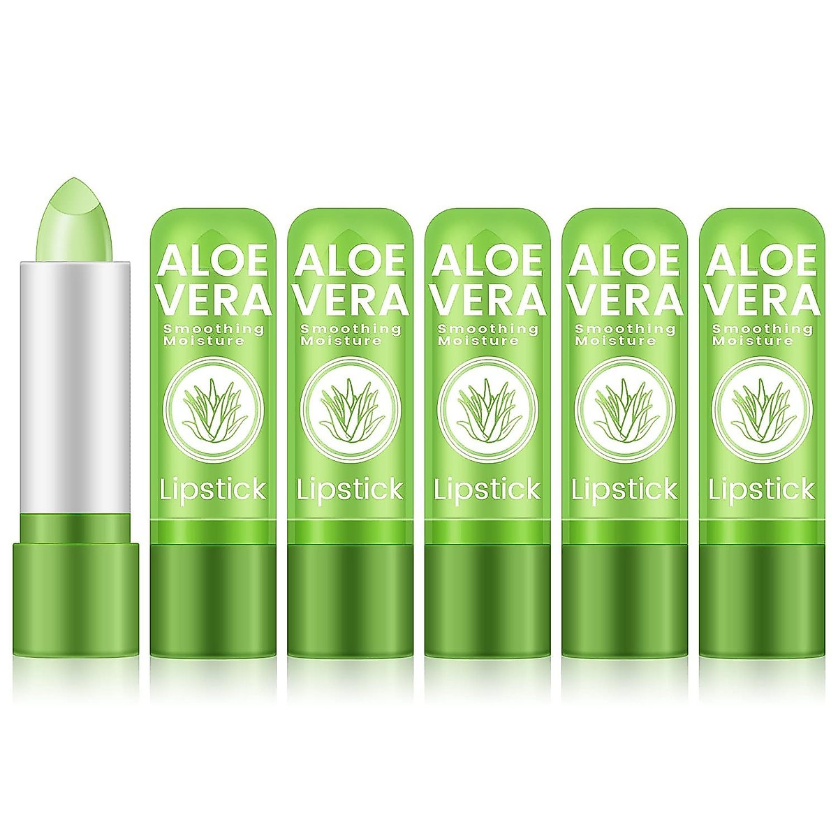 Ownest 5 Packs Aloe Vera Lipstick, Long Lasting Nutritious Soothing Lip Balm, Lips Moisturizing Magic Temperature Color Change Lipstick, Lip Care