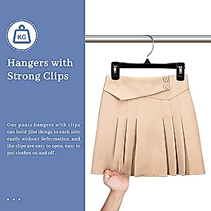 HOUSE DAY Black Pants Hangers, 10 Inch Skirt Hangers with Non-Slip Big Clips and 360° Swivel Hook, Heavy Duty Slim Plastic Pants Hangers, Space Saving Clip Hangers for Pants, Skirts, Shorts, 25 Pack