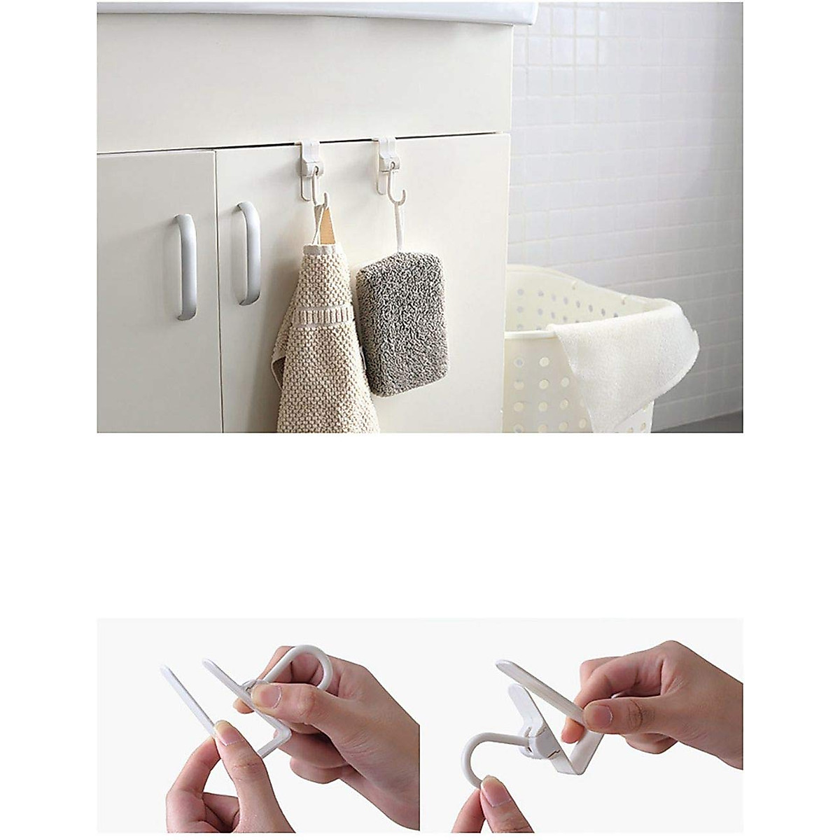Saim 10Pcs Plastic Hooks Clip Design Firm Hanger ABS Smooth and Bright Suitable for Bathroom Kitchen Bedroom Offices