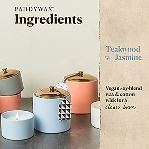 Paddywax Hygge Artisan Hand-Poured Scented Candle, 15-Ounce, Teakwood + Jasmine