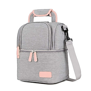 Meichoon Breast Pump Backpack Breastmilk Cooler & Insulated Baby Bottle Bag Waterproof - Portable Thermal Insulated Lunch Bag/Large Capacity Handbag/Baby Milk Freezer for Work Mommy Women XC01 Grey