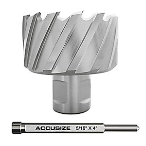 Accusize Industrial Tools H.S.S. Annular Cutter 2-1/2'' by 1'' Cutting Depth in Strong Box with 1 Pc Pilot Pin 5/16'' by 4'', 2080-2045Pin