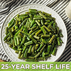 Nutristore Freeze Dried Green Beans | Vegetables for Healthy Snack or Long Term Storage | Emergency Survival Canned Food Supply | Bulk #10 Can Veggies | 25 Year Shelf Life | 20 Servings