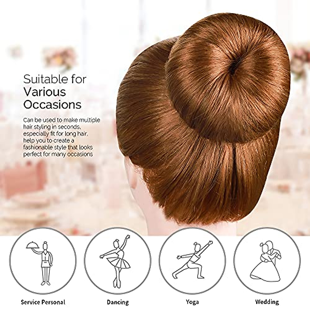 FANDAMEI Hair Accessory Set: 20 Invisible Nets, 4 Donut Makers, 5 Elastics, 20 Bobby Pins (Brown)