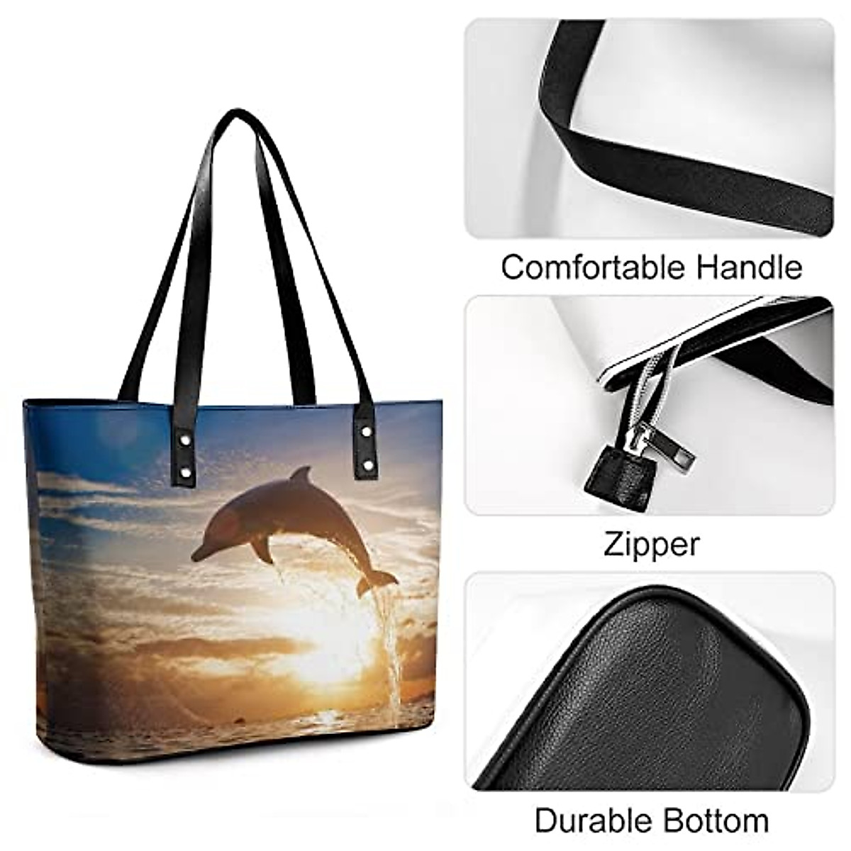 Womens Handbag Dolphin Leather Tote Bag Top Handle Satchel Bags For Lady