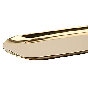 Bekith 4 Pack Stainless Steel Towel Tray Metal Storage Organizer Trays Dish Plate for Bathroom Vanity Countertops, Closets, Dressers - Holder for Towels Cosmetics Jewelry and More