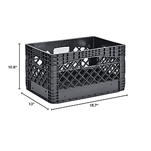 Muscle Rack PMK24QTB-3 24 quart 3 Pack black Heavy Duty Rectangular Stackable Dairy Milk Crates , 11" Height, 19" width (2 X 3 Pack)