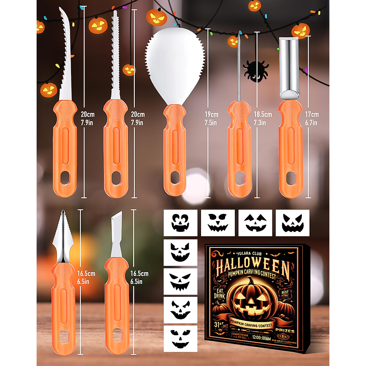 Halloween Pumpkin Carving Tools Kit: Professional Heavy Duty Pumpkin Carving Tools Set Kids Adult Jack O Lantern Pumpkin Carving Kit with Stencils, Halloween Pumpkin Decorating Carver Kit Party Favors