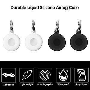 New AirTag Case 4 Pack Compatible with Apple AirTag(2021), Soft Washable Silicone Anti-Dust Protective Keychain Holder AirTag Case Black & White
