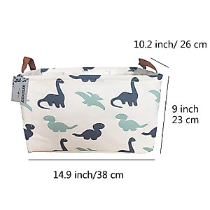 Rectangle Storage Baskets Canvas Fabric Organizer Bin for Kids Toys, Books, Clothes, Pets & Gifts - Perfect for Home/Office/Nursery/Shelves(Dinosaur)