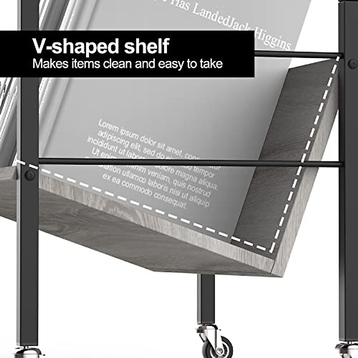 YBING Record Player Stand with Record Storage Vinyl Record Storage Table 2-Tier Turntable Stand Record Display Table with Wheels, Gray