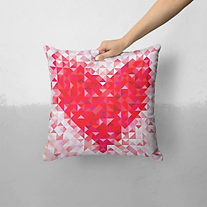 iiRov Geometric Faded Red Heart - Custom Decorative Home Decor Indoor or Outdoor Throw Pillow Cover Plus Cushion Set for Sofa, Bed or Couch (Pillow CASE Cover Plus Cushion)
