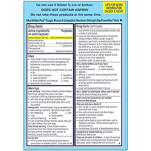 Alka-Seltzer Plus Maximum Strength, Cough Mucus & Congestion, Day+Night PowerMax Liquid Gels - Fast-Acting Cough and Congestion Medicine for Adults and Children 12 Years and Older, 24 Count