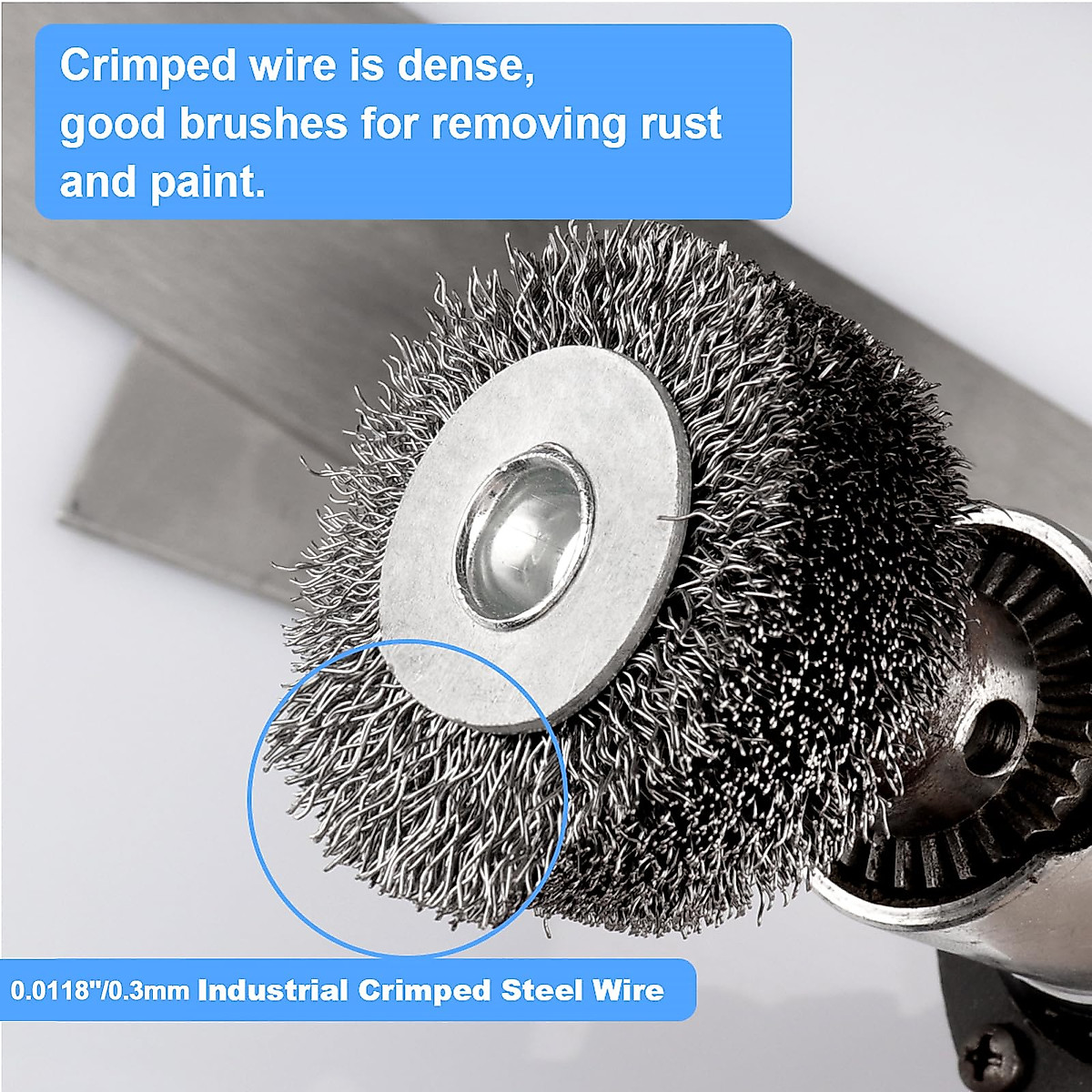 LSTOPGO 2 Pack 2 Inch Wire Brush Wheel for Drill, 0.0118" Coarse Crimped Carbon Steel Wire,1/4 Inch Round Shank, Wire Brush Drill Attachments,Heavy Duty Wire Brush for Rust,Corrosion,Paint Removal