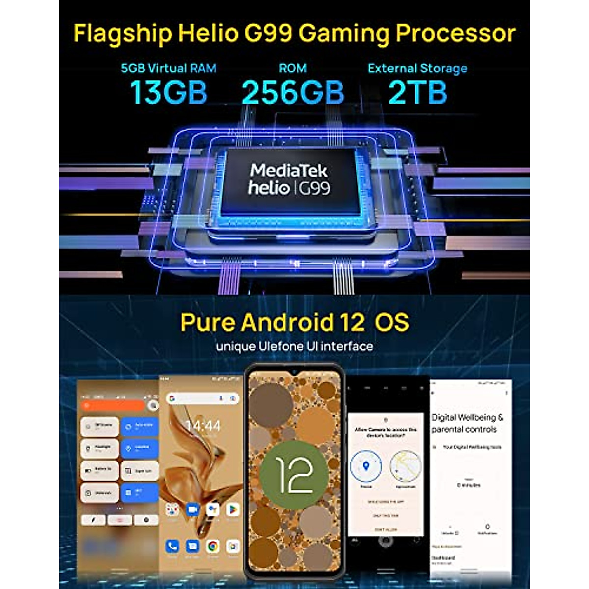 Ulefone Armor 17 Pro Rugged Smartphone, 13GB + 256GB, 108MP Triple Camera, 8MP Night Vision Camera, 66W Fast Charging, Helio G99 Processor, 6.58" FHD+, Android 12, 4G Dual SIM Unlocked Rugged Phone