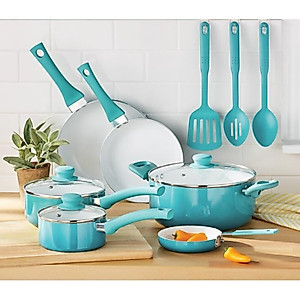 Mainstays Ceramic Nonstick 12pc Cookware set Teal