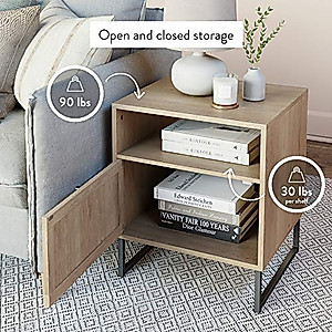 Nathan James Theo 5-Shelf Oak Wood Modern Bookcase, Open Wall Mount Ladder Bookshelf & Matte Black Accents with Storage for Living Room or Nightstand for Bedroom, Oak/Black