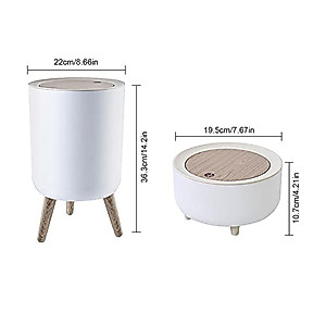 Trash Can, 8.7inchx14.3inch Gallon Garbage Can with Press Top Lid, Nordic Modern Waste Basket, Plastic High Foot Trash Bin Suitable for Kitchen, Bedroom, Living Room, Office, Outdoor