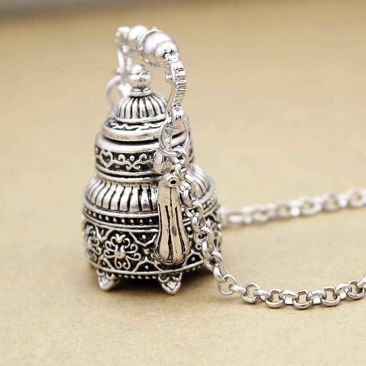 RechicGu Vintage Silver Victorian Alice Cameo 3D Tea Pot Cup Pendant Charm Sweater Necklace for Women Gift Steampunk Goth Jewelry Wonderland…