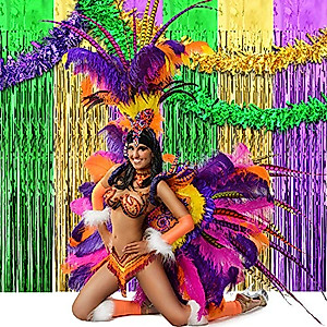 9 Pieces Mardi Gras Party Decoration Gold Purple Green Metallic Foil Curtains Mardi Gras Fringe Curtains Shimmer Curtain Tinsel Garland for Carnival Bunting Party Decoration