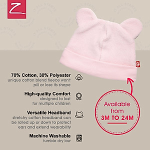 Zutano Unisex Baby Fleece Hat, Winter Baby Hat for Boys and Girls, Cold-Weather Baby Gear, Infant Cap, Baby Pink, 3M