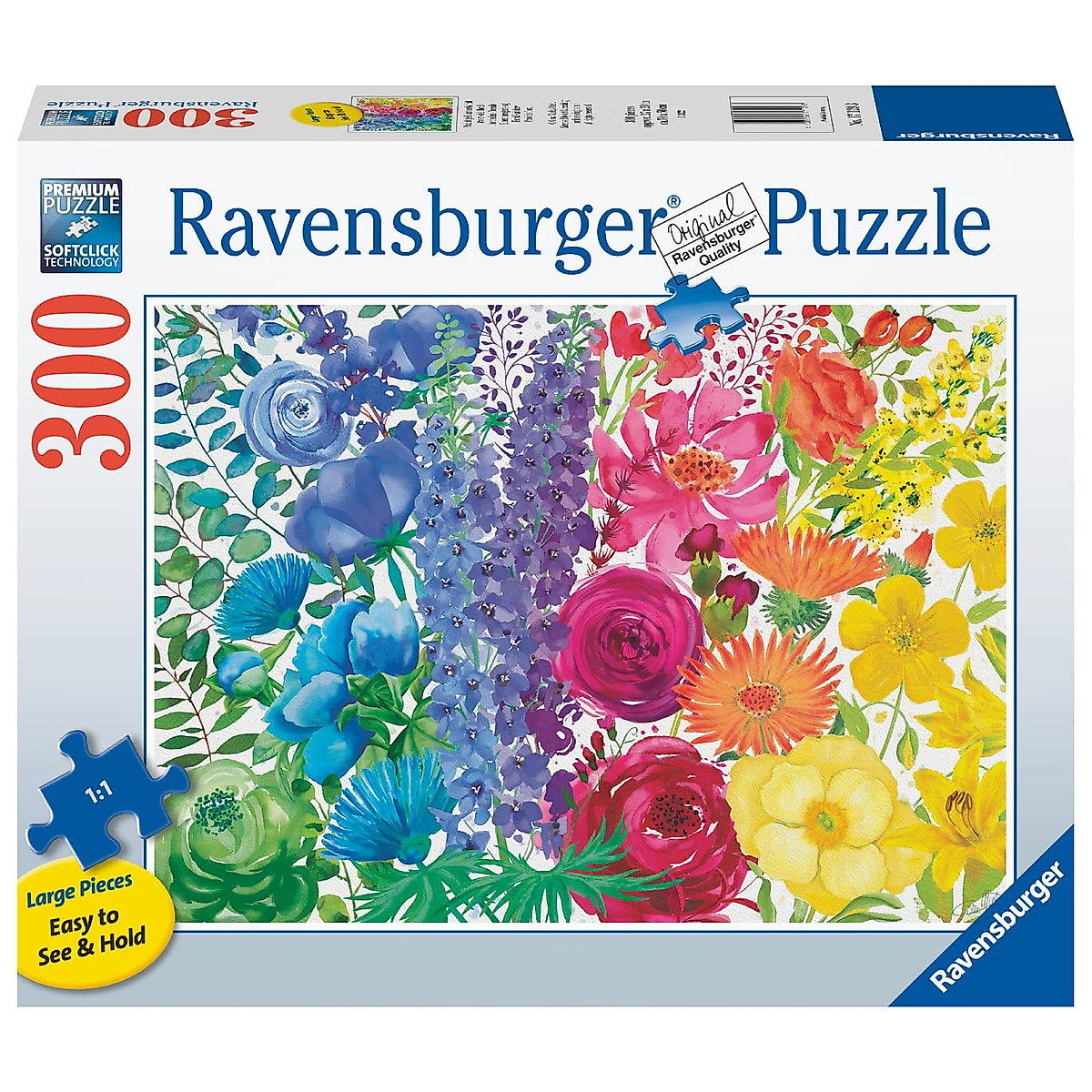 Ravensburger Floral Rainbow Puzzle - 300 Large Format Pieces | Unique Softclick Technology | Vibrant, Glare-Free Design | FSC-Certified Material
