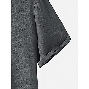 SHENHE Men's Casual Graphic Letter Print Short Sleeve Crewneck Tee Shirt Tops Grey M