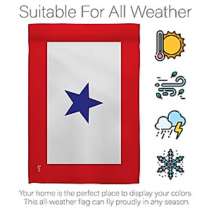 Blue Star Service Garden Flag - Set with Stand Armed Forces Military All Branches Support Honor United State American Veteran Official - House Banner Small Yard Gift Double-Sided 13 X 18.5