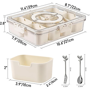 SanerCraft Snack Box Container, Divided ServingTray with lid and Handle, Snackle Box Charcuterie Container Adults Fruit Tray for Beach, Picnics, Camping