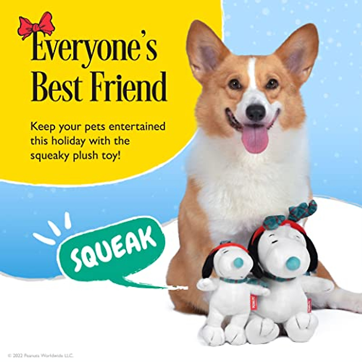 Peanuts for Pets Comics 9" Holiday Snoopy Reindeer Squeaky Dog Toy | Medium Snoopy Christmas Snoopy Dog Toy | Snoopy Stuffed Animal Officially Licensed Pet Product from Comics (FF23517)