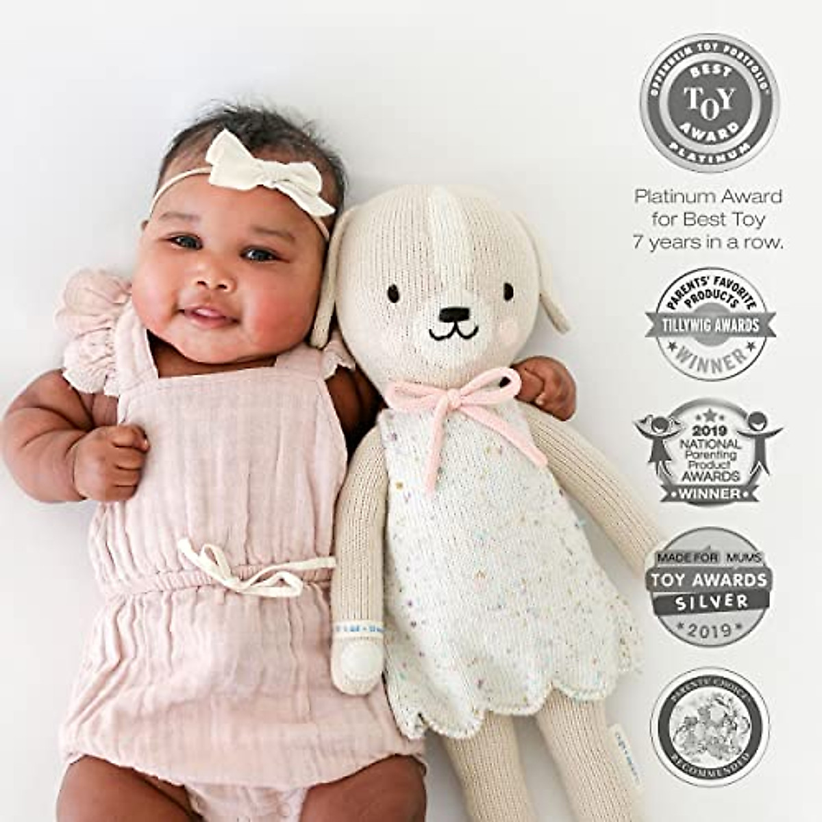 cuddle + kind Mia The Dog Little 13" Hand-Knit Doll – 1 Doll = 10 Meals, Fair Trade, Heirloom Quality, Handcrafted in Peru, 100% Cotton Yarn
